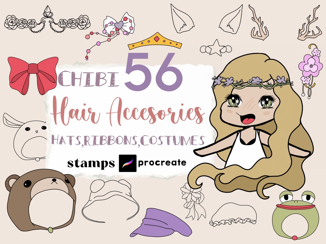 Procreate Chibi Accessories Stamp 56 Chibi Hat Clothes Outfit Procreate ...