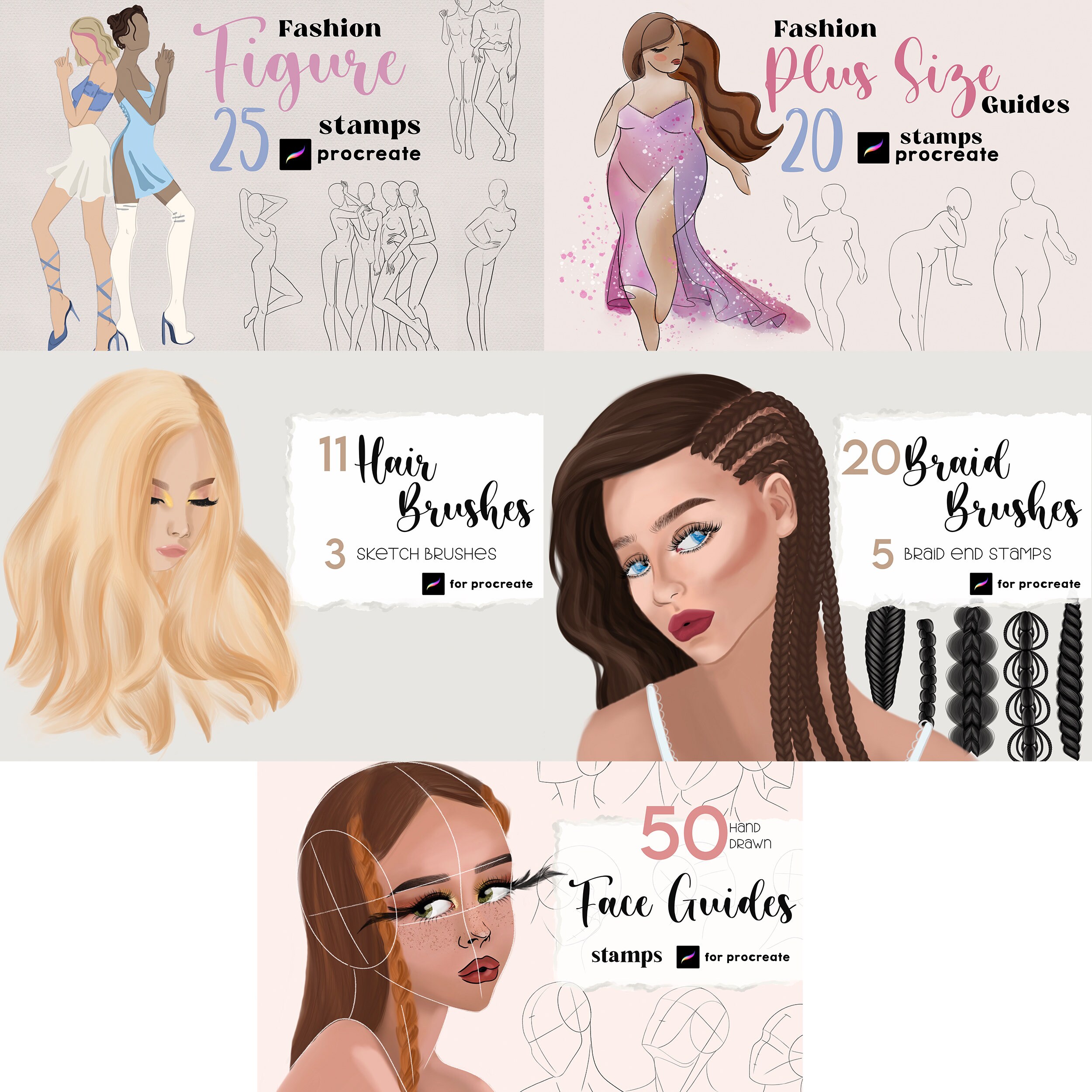 Procreate Character Maker Unlimited Pack Portrait Stamp - Etsy