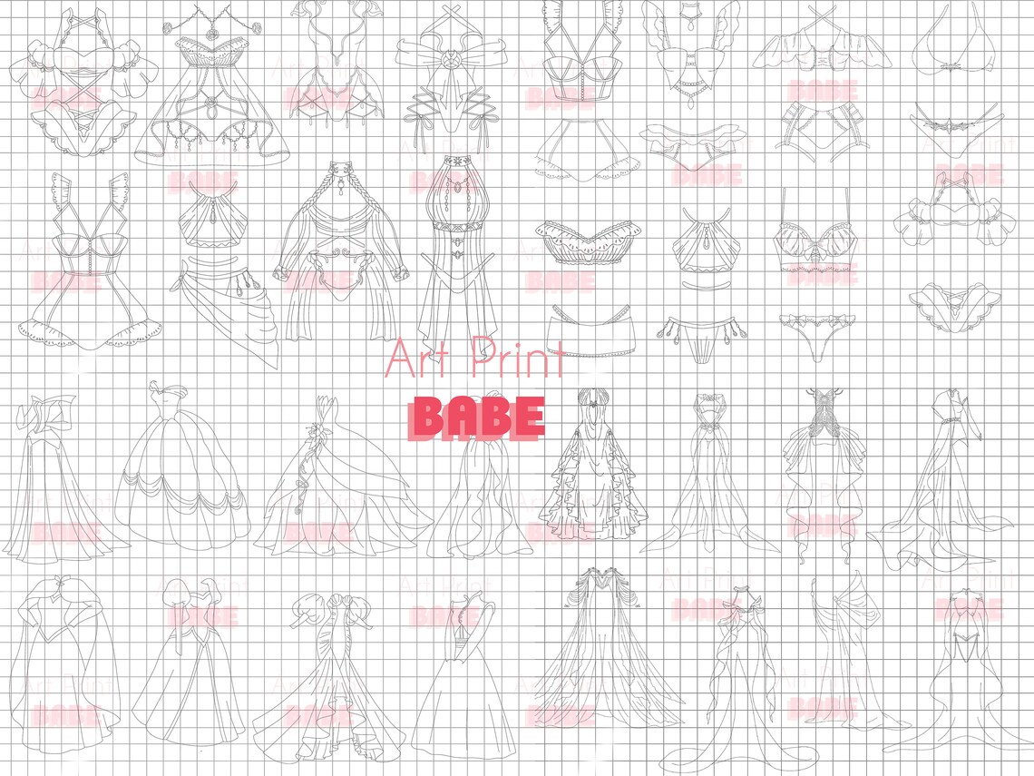 Procreate Clothing Stamps : Anime Clothes Dress Manga Outfit Character ...