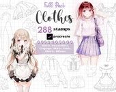 Procreate Clothes Stamps Brushes 288 Anime Clothing Procreate - Etsy
