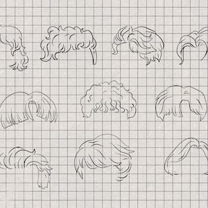 Procreate Chibi Boy Hair Stamp Brushes 50 Chibi Hair Brushes Procreate ...