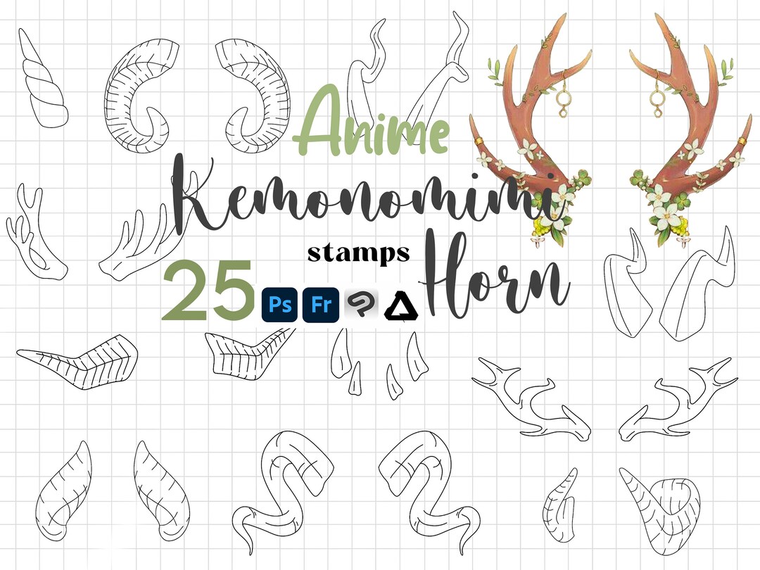 Photoshop Horn Stamp Brush 25 Anime Horn Clip Studio Paint Fresco ...