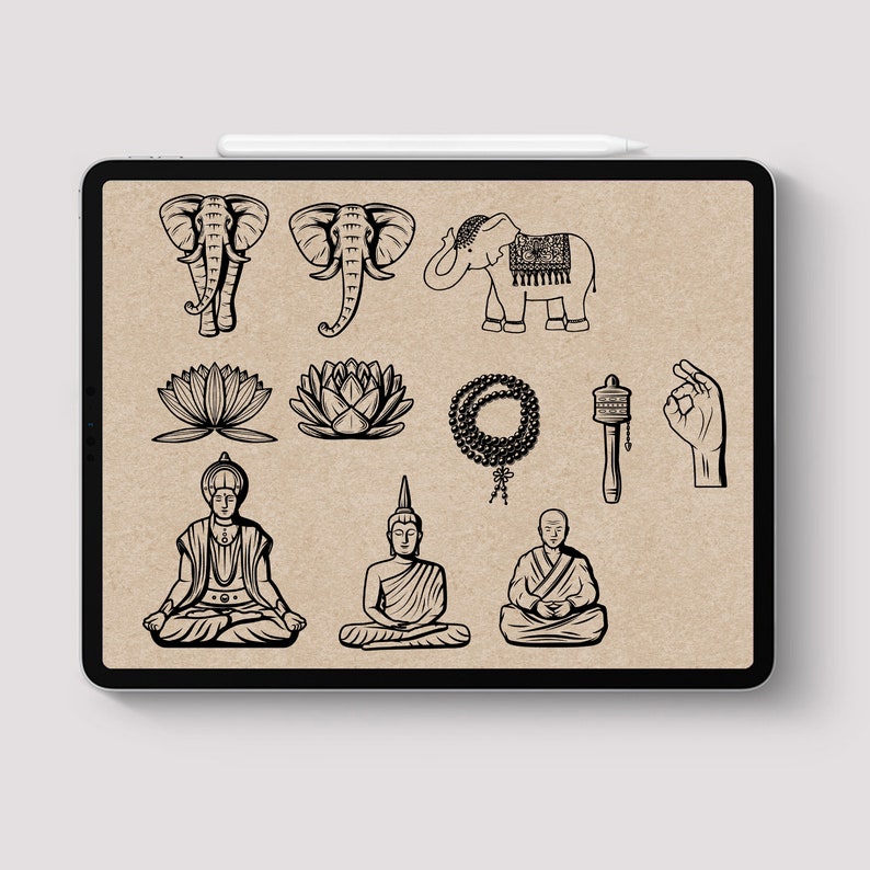 Procreate 68 Hindu Stamps Tattoo Brush Traditional Gods - Etsy