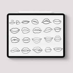 Procreate 48 Lips Stamp Brush Portrait Mouth Guide Manga Kawaii Cartoon ...