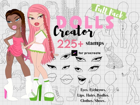 Procreate Doll Creator Guides Stamp Brush 225 Procreate Character Doll Drawing Maker Reference Barbie Procreate Dolls Body Figure Clothes Etsy UK