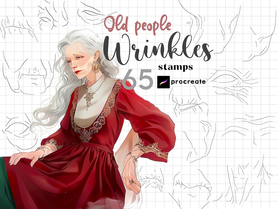 Procreate Anime Wrinkles Stamp : Elderly Face Details Manga Portrait ...