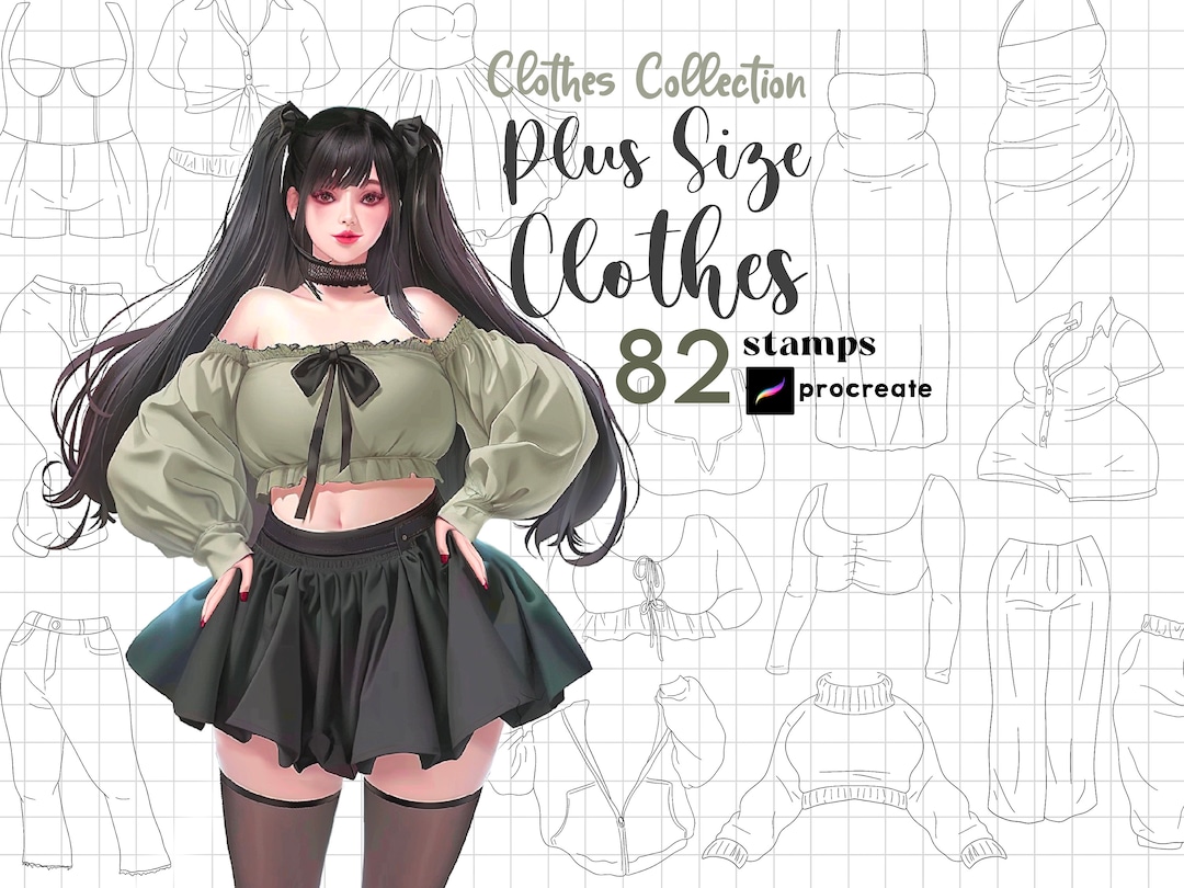 Procreate Plus Size Clothes Stamps 82 Procreate Anime Clothing ...