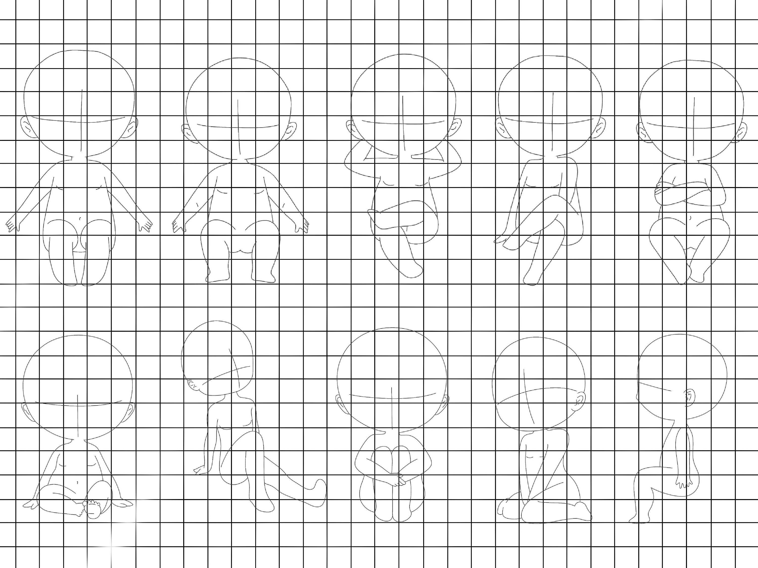 Procreate Chibi Pose Stamp Brushes 34 Procreate Chibi Sitting - Etsy UK