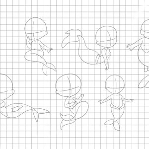 Procreate Chibi Mermaid Pose Stamp Brushes 15 Procreate Chibi Poses ...