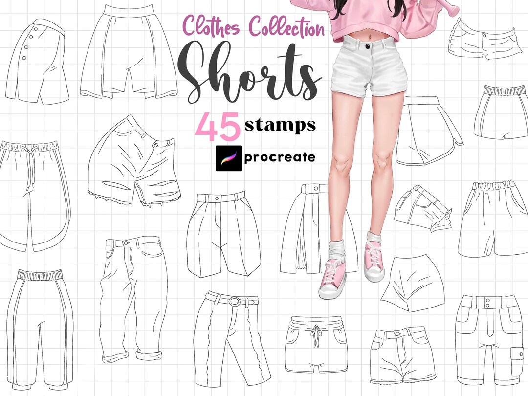 Procreate Shorts Stamps Brushes 45 Anime Clothes Procreate Short Jeans ...