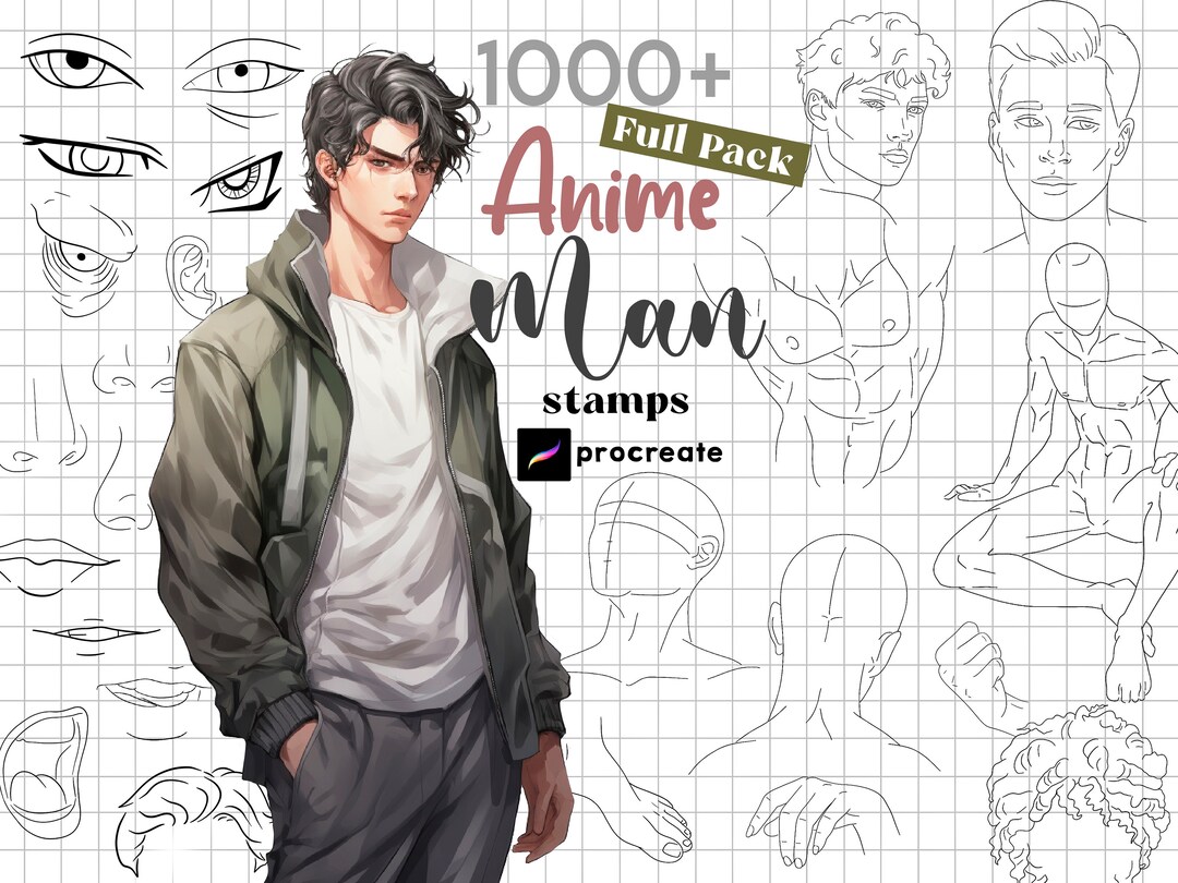 Procreate Anime Maker Stamp : Manga Boy Maker Hair Body Guides Cartoon ...