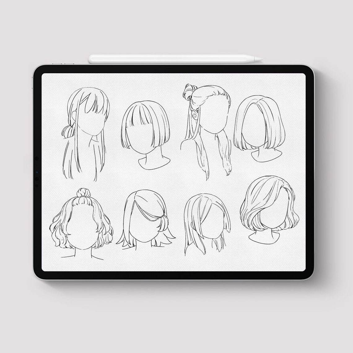 Procreate 45 Hair Stamp Brush Chibi Guide Figure Manga | Etsy