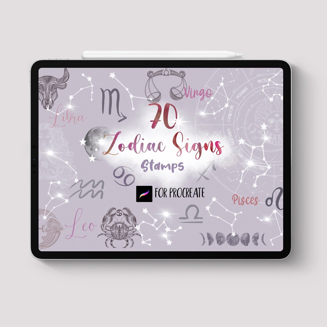 Procreate 70 Zodiac Constellation Stamps Brush Signs Astrology Themed ...
