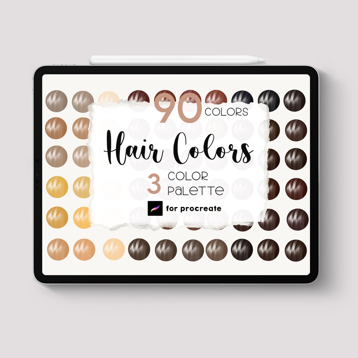Procreate Palette Hair Color Swatch Portrait Realistic | Etsy