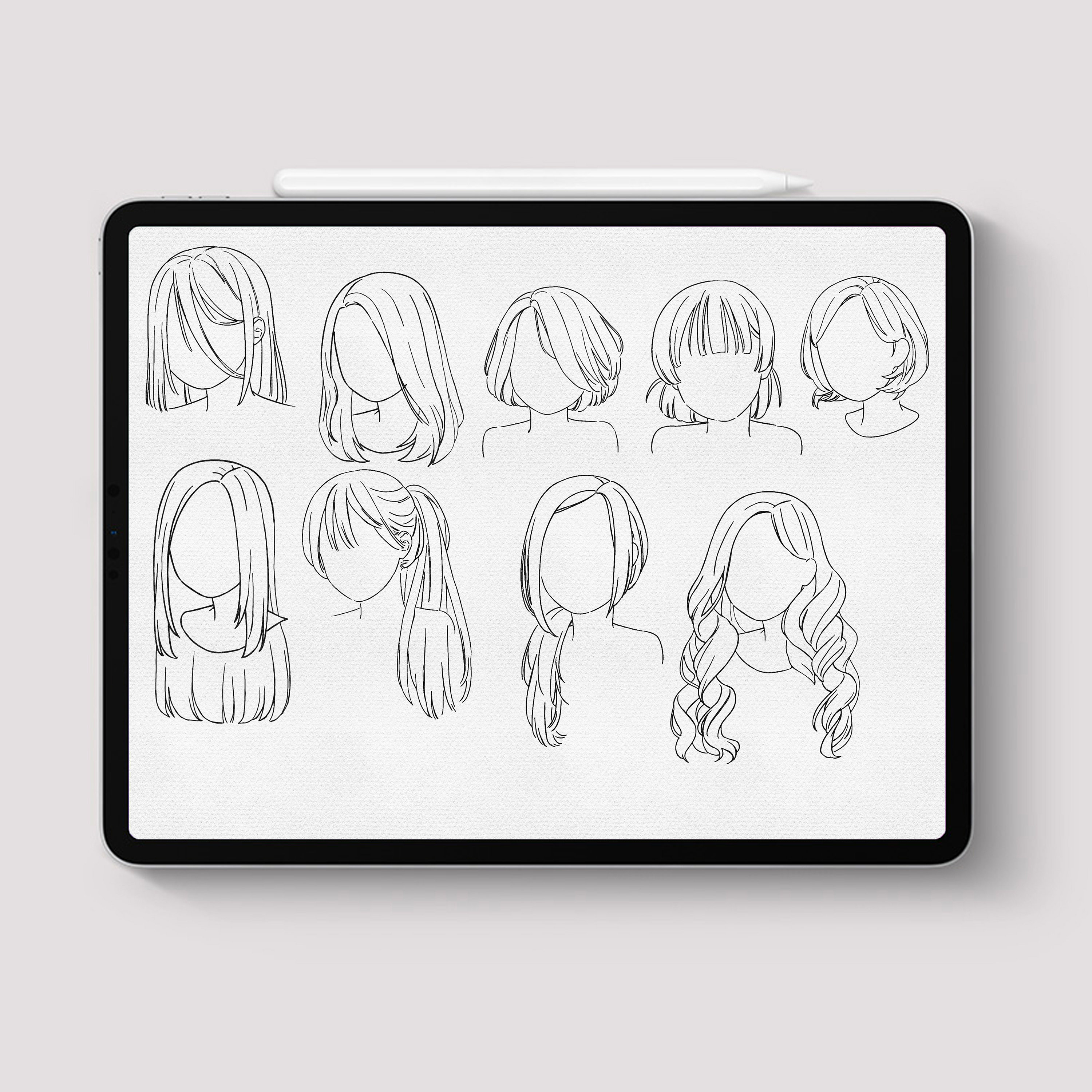 Procreate 45 Hair Stamp Brush Chibi Guide Figure Manga | Etsy