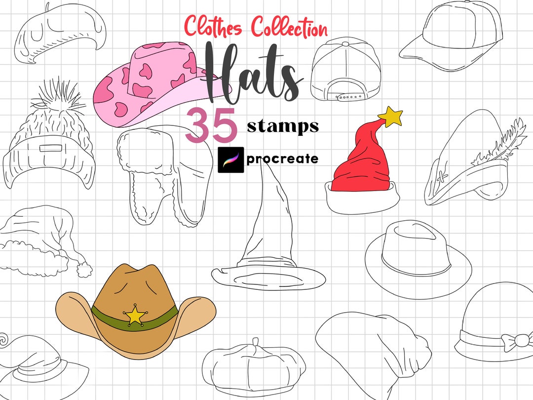 Procreate Hat Stamps : Accessories Anime Manga Drawing Guides Chibi ...