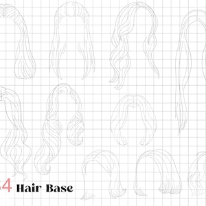 Procreate Hair Style Maker Stamp Brushes 130 Procreate Anime Hair ...