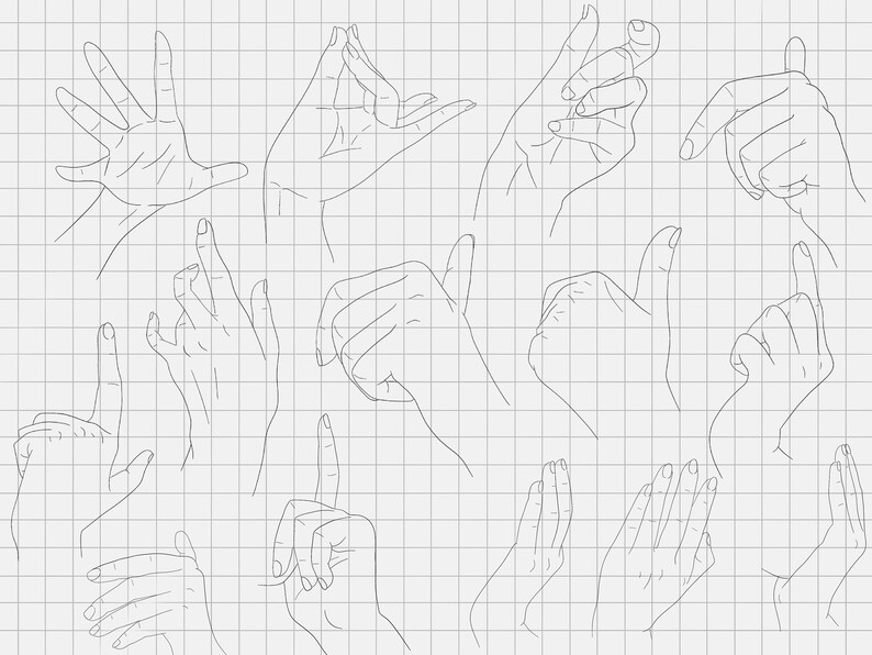 Procreate Hand Stamps : Anime Manga Hands Body Anatomy Guides Reference ...