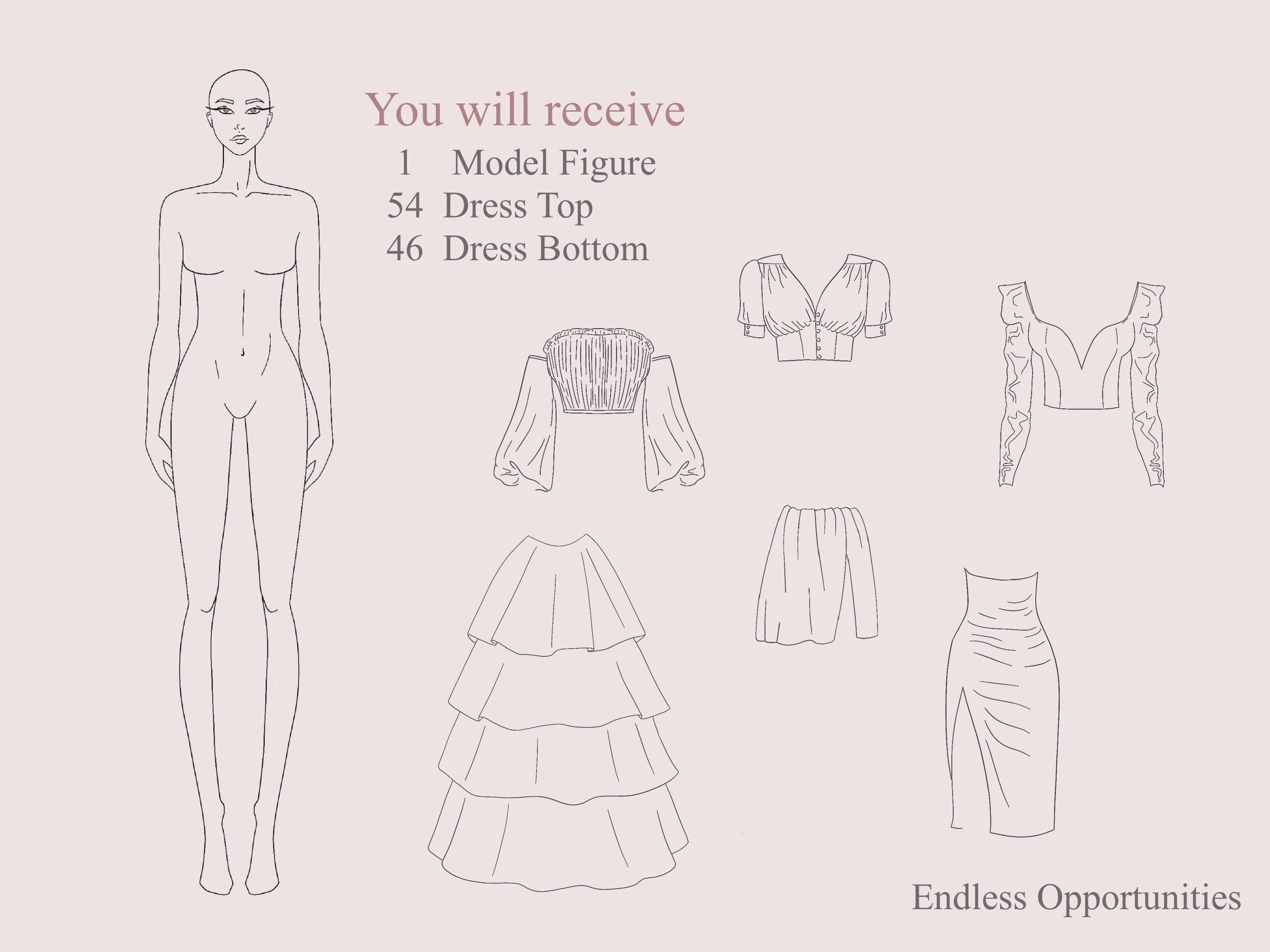 Procreate Wedding Dress Stamp : Fashion Design Manga Anime Clothing ...