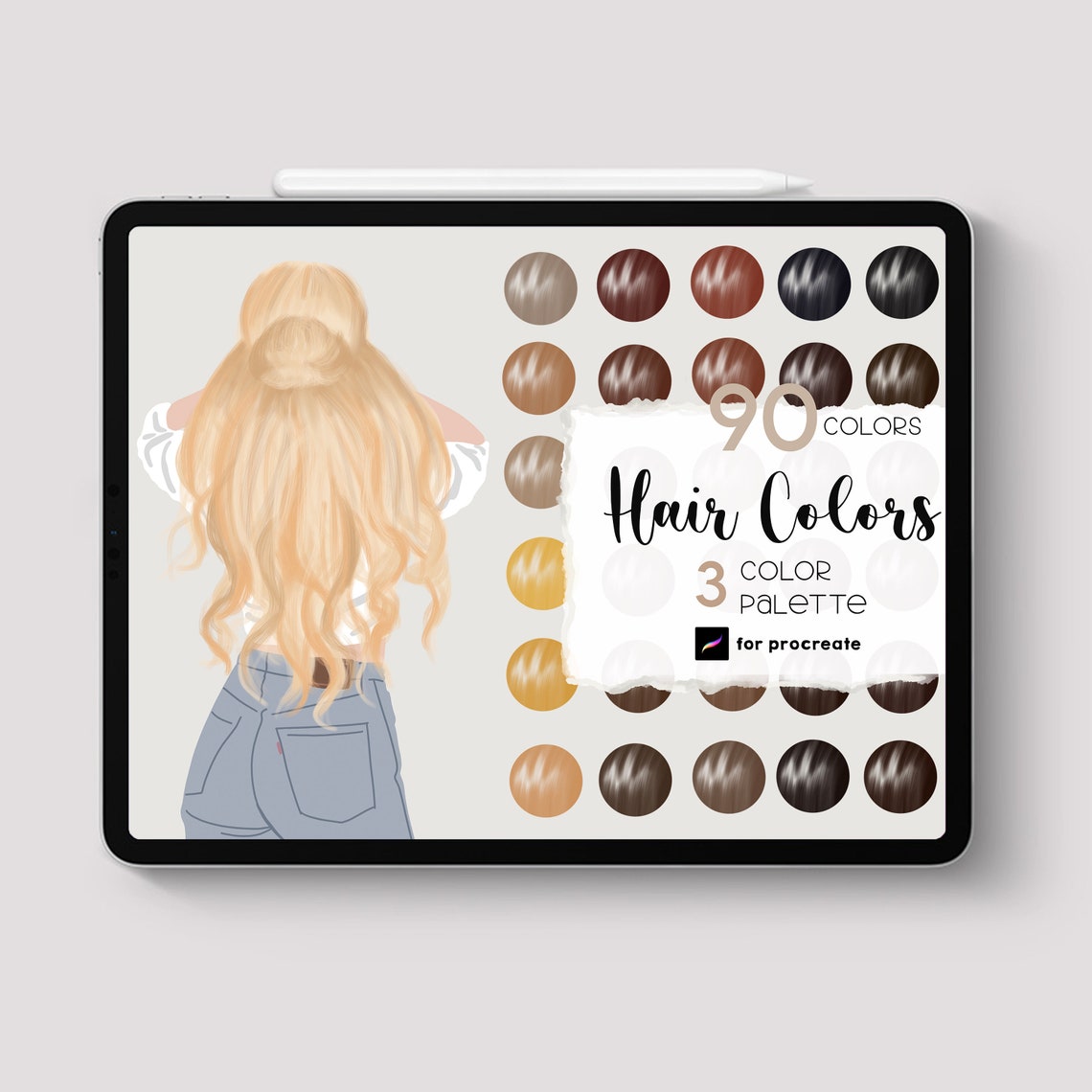 Procreate Palette Hair Color Swatch Portrait Realistic | Etsy