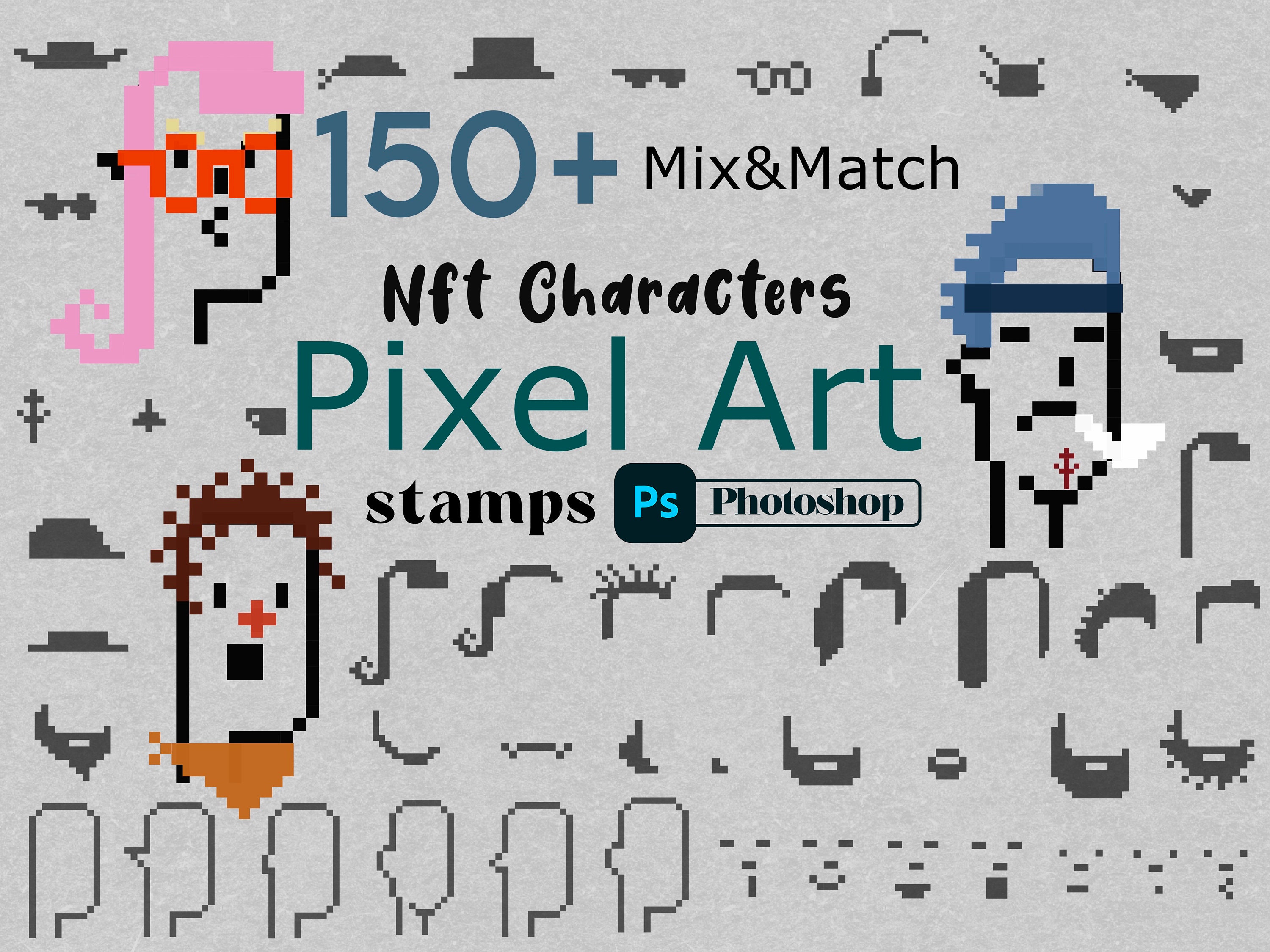 Photoshop NFT Pixel Art Stamp Brushes Easy Cyrpto Maker Mix - Etsy