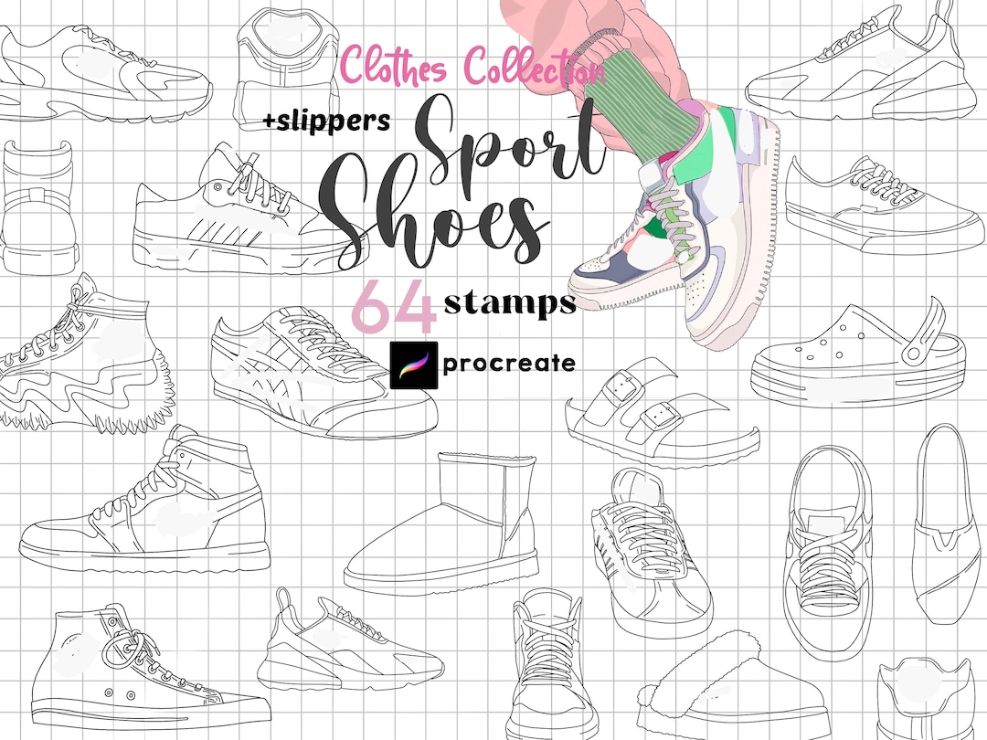 Procreate Sneakers Stamps Brushes 64 Anime Shoes Clothes Sport Shoes ...