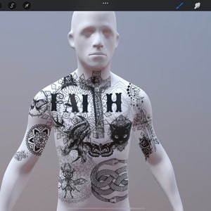 Procreate 3D Object Body Model Tattoo Brush Male Ink Hand Practice ...