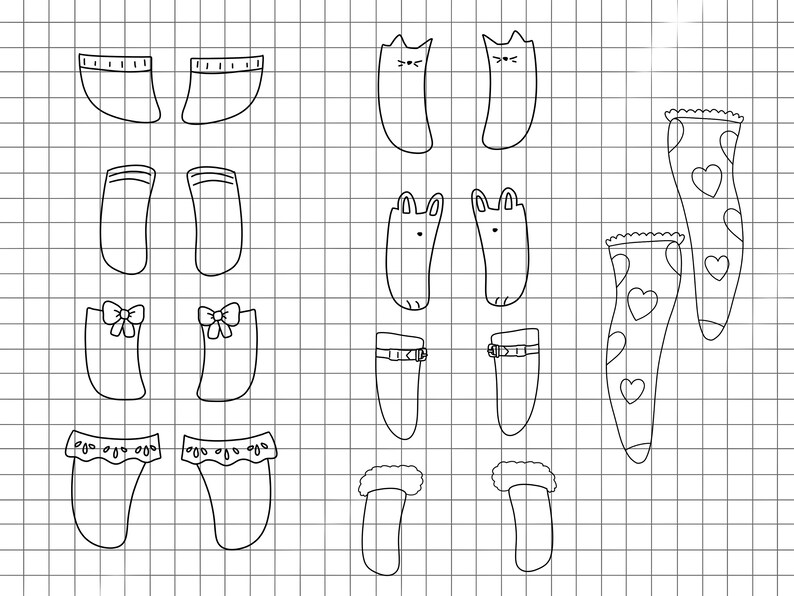 Procreate Chibi Shoes Stamps :shoe Boot Sneaker Socks Brushes Kawaii ...
