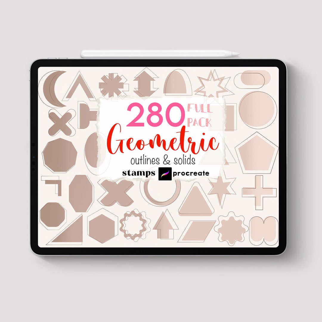 Procreate Geometric Shape Stamps Brush 280 Basic Circle Square Star ...