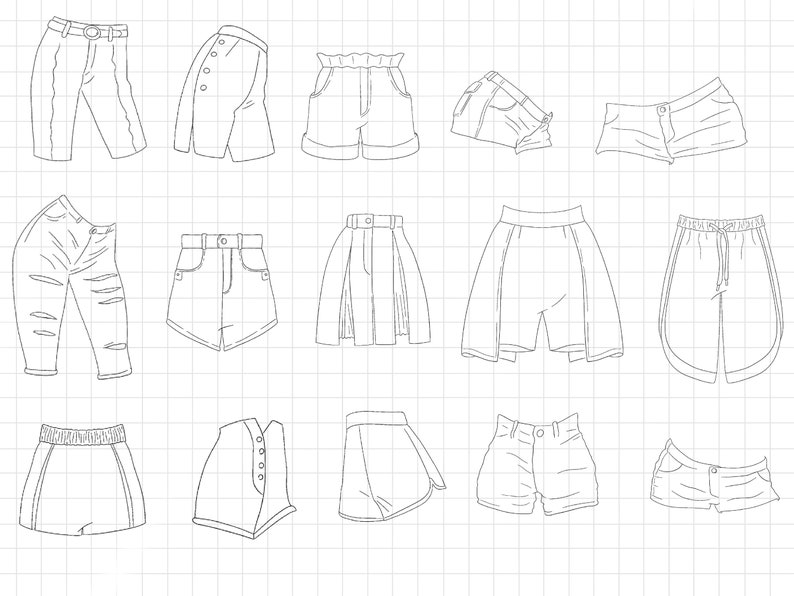 Procreate Shorts Stamps Brushes 45 Anime Clothes Procreate - Etsy