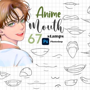 Photoshop Anime Mouth Stamp 67 PS Anime Lips Guides Brush Manga Kawaii ...