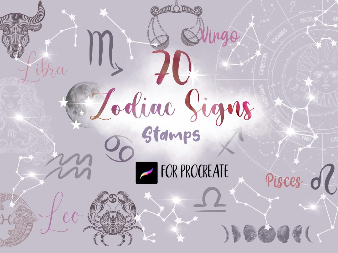 Procreate Zodiac Stamps : Celestial Constellation Astrology Themed ...