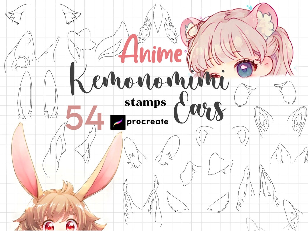 Procreate Anime Animal Ears Stamp Brush Procreate Kemonomimi Anime ...