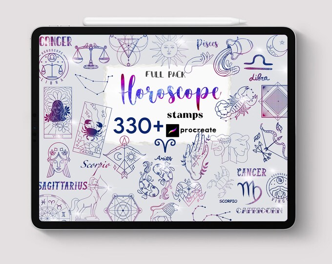 Astrology Symbols Sun Stars Brushes Procreate Zodiac Signs Stamps ...