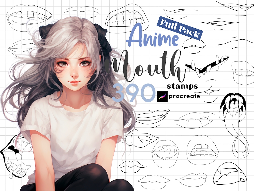 Procreate Anime Mouth Stamp 390 Procreate Anime Lips Guides Brush Manga ...