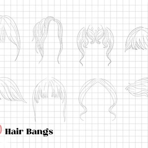Procreate Hair Style Maker Stamp Brushes 130 Procreate Anime Hair ...