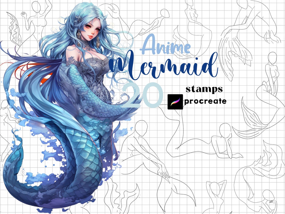 Procreate Anime Mermaid Guides 20 Procreate Siren Stamp Brush Anime ...