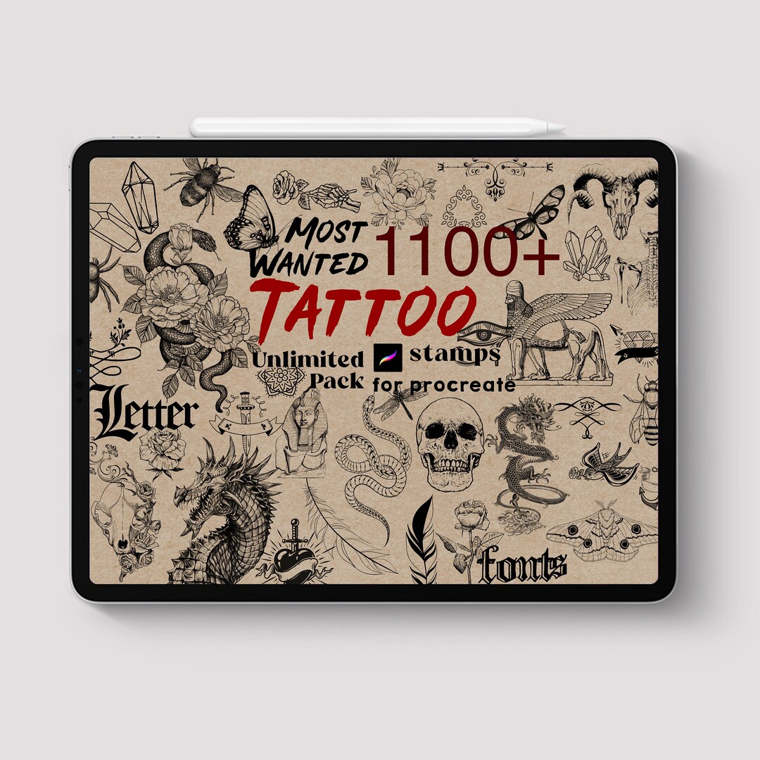 Procreate - Unlimited Tattoo Pack 1100 Stamp Brush Snake Dragon Insect ...