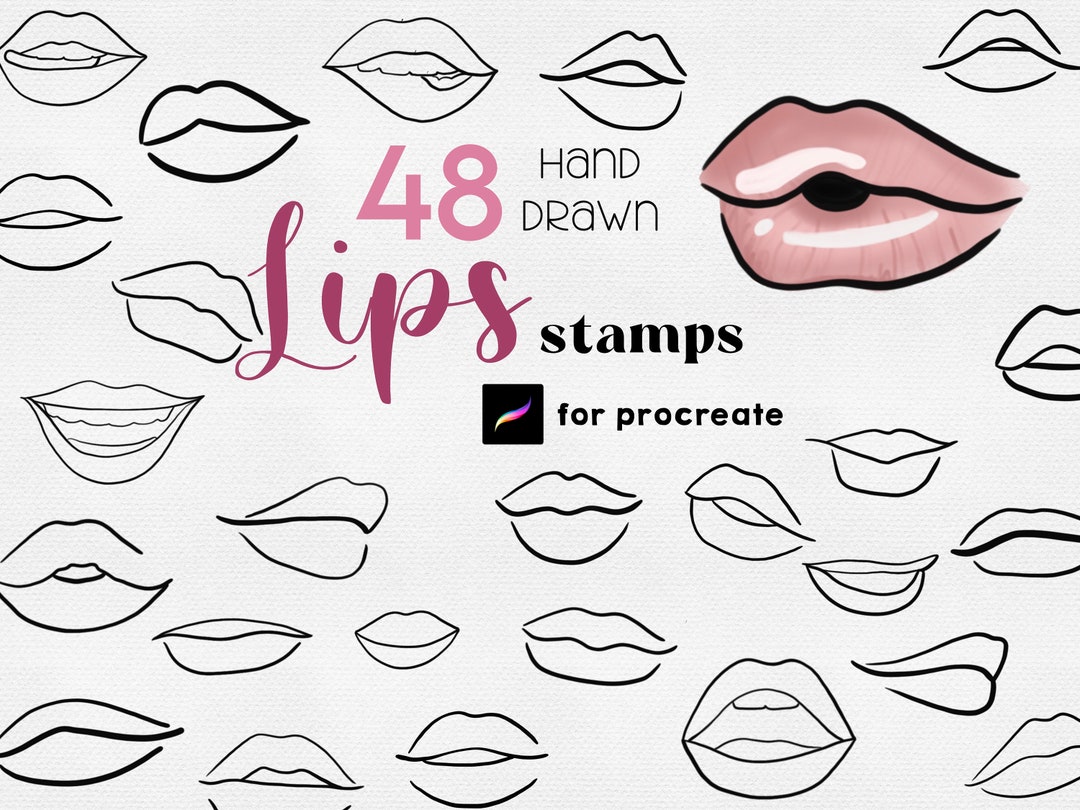 Procreate Lips Stamp Brush 48 Procreate Anime Lips Procreate Line Art ...