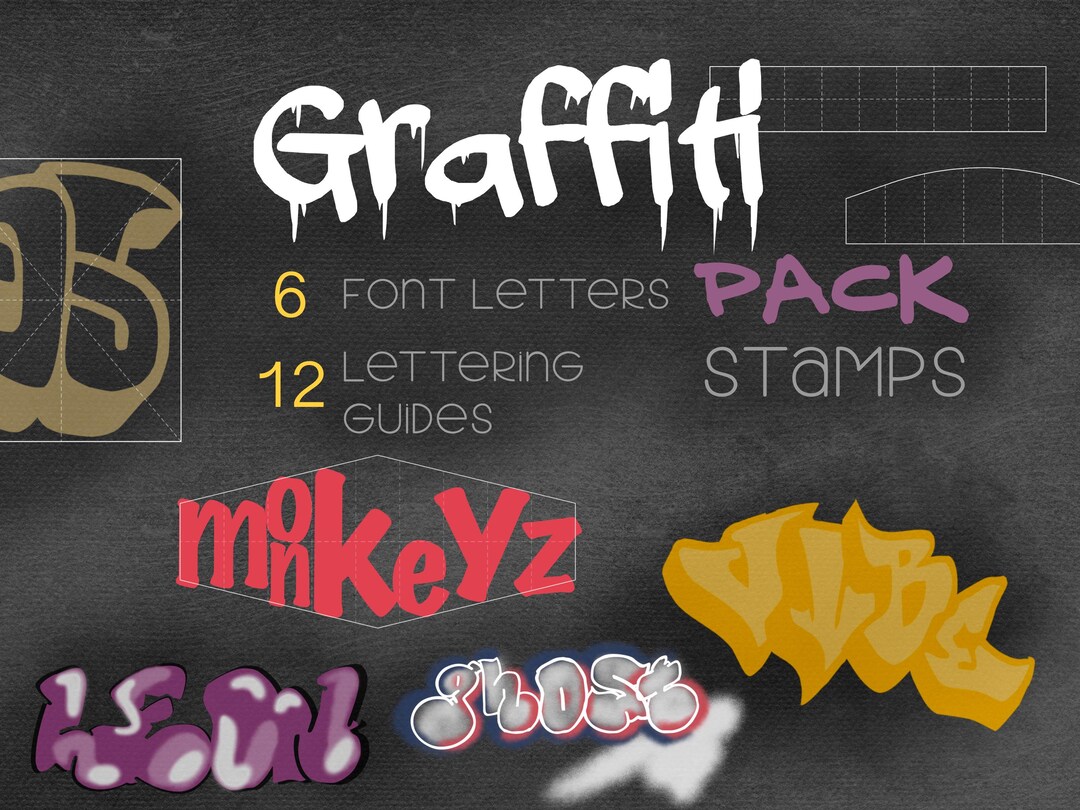 Procreate Graffiti Letter Stamps : Font Brush Street Art Urban Text ...