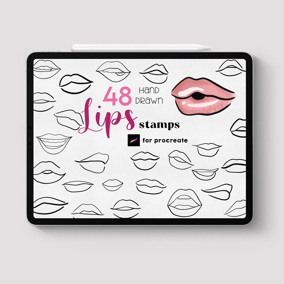 Procreate 48 Lips Stamp Brush Portrait Mouth Guide Manga Kawaii Cartoon ...