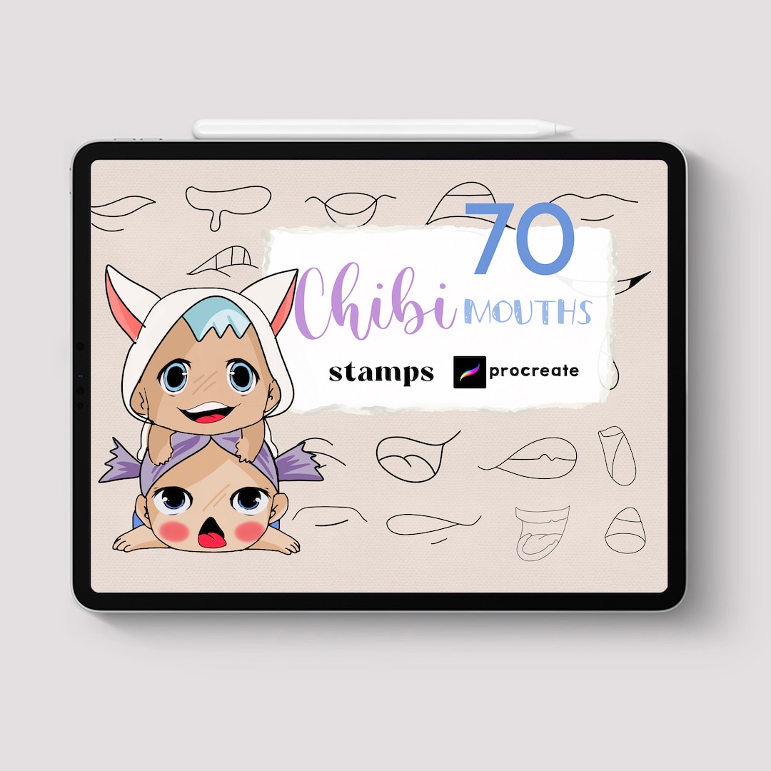 Procreate Chibi Mouth Stamp 70 Procreate Chibi Guide Brush Lip Manga ...