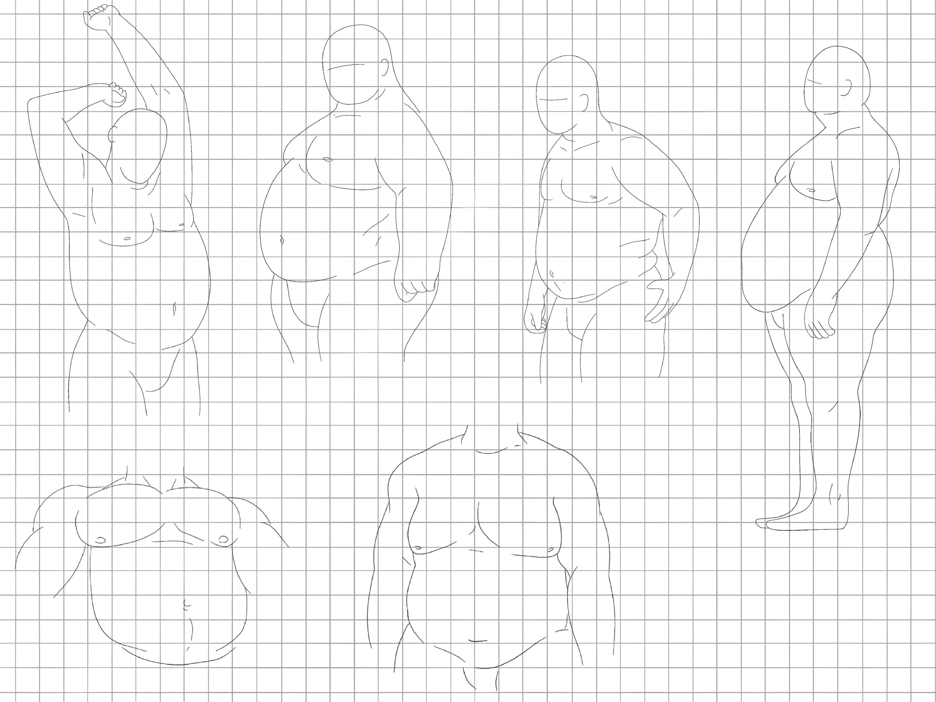 Procreate Plus Size Man Body Stamps : Anime Fat Boy Poses Manga Body ...