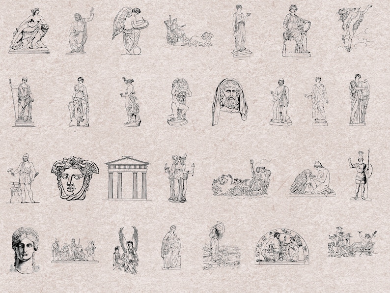 Procreate 60 Mythology Stamps Tattoo Brush Greek Gods Myths - Etsy