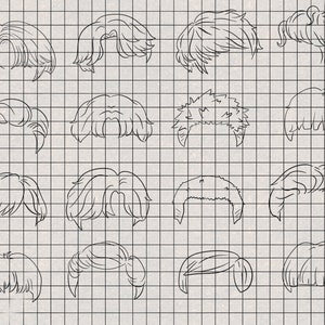 Procreate Chibi Boy Hair Stamp Brushes 50 Chibi Hair Brushes Procreate ...