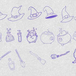 Procreate - 112 Halloween Kawaii Stamps Cute Witch Mystic Brush Tattoo ...