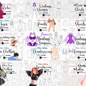 Procreate Clothes Stamps 1400 Procreate Anime Clothing Procreate Dress ...