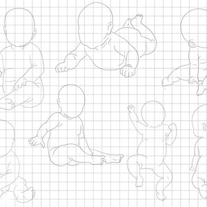 Procreate Baby Pose Stamp Brush 20 Procreate Baby Body Guides Baby ...