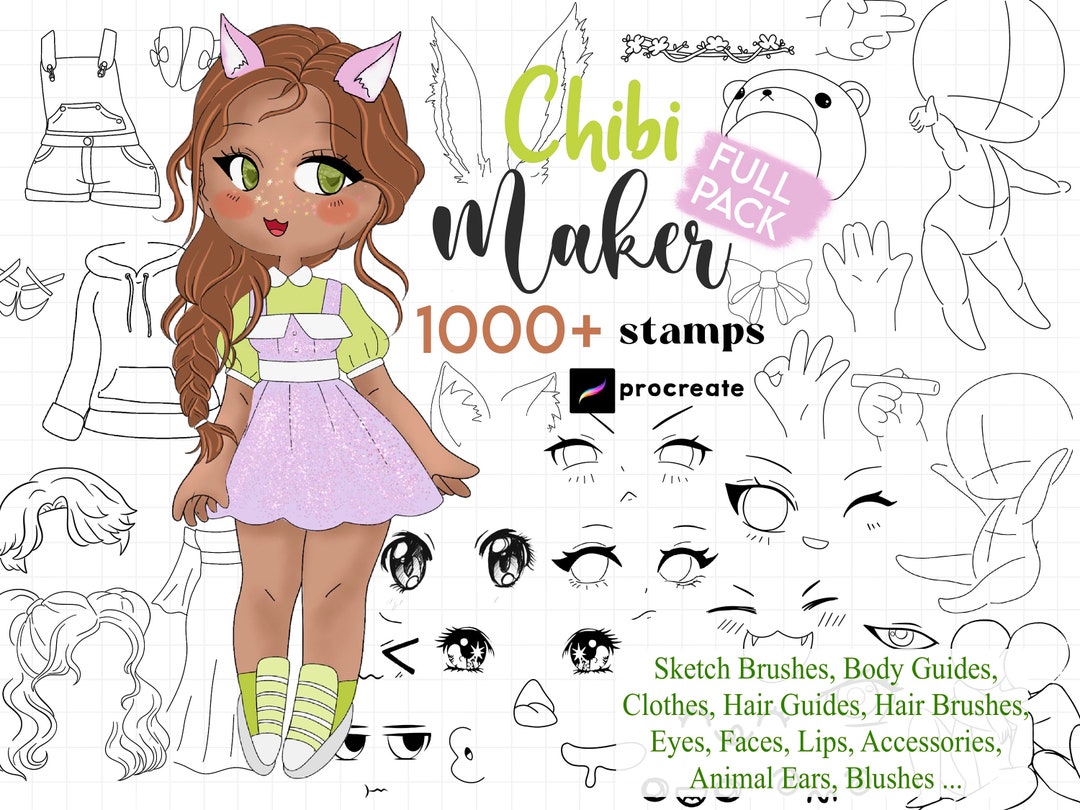 Procreate Chibi Maker Stamp Brush Chibi Guides Procreate Character ...