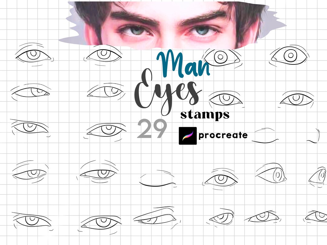 Procreate Male Eyes Stamp Brush 29 Boy Anime Eyes Procreate Eyes Manga ...